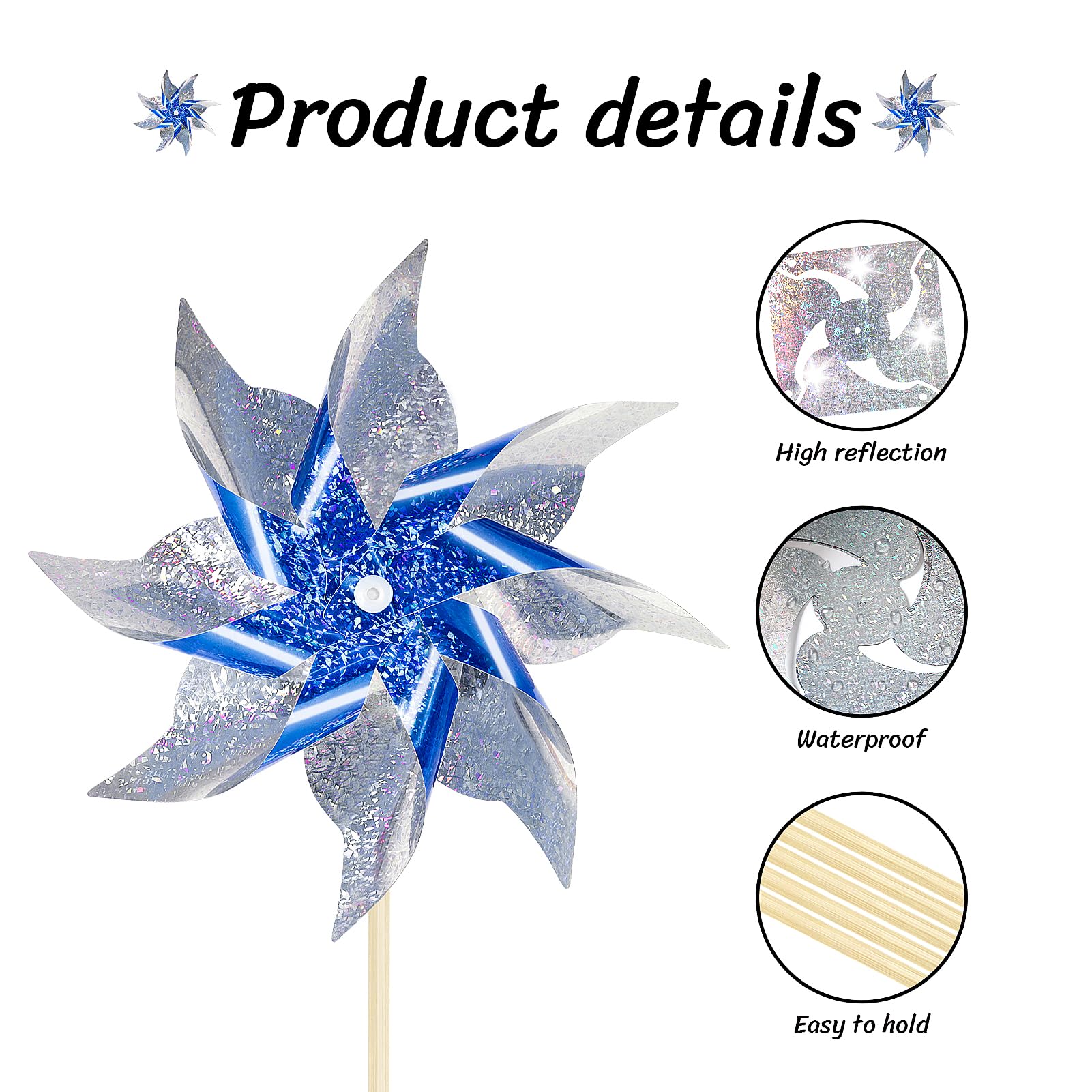 Snapklik.com : 10 Pack Reflective Pinwheels For Yard And Garden, Wind ...