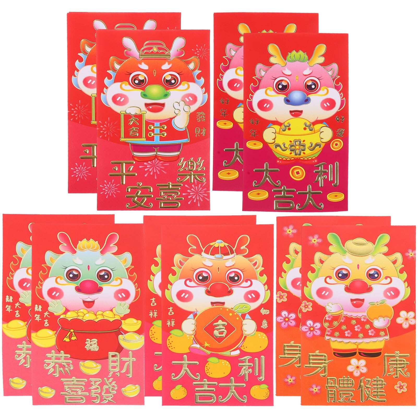 Amazon.com : DEARMAMY 50Pcs Chinese New Year Cartoon Dragon Red ...