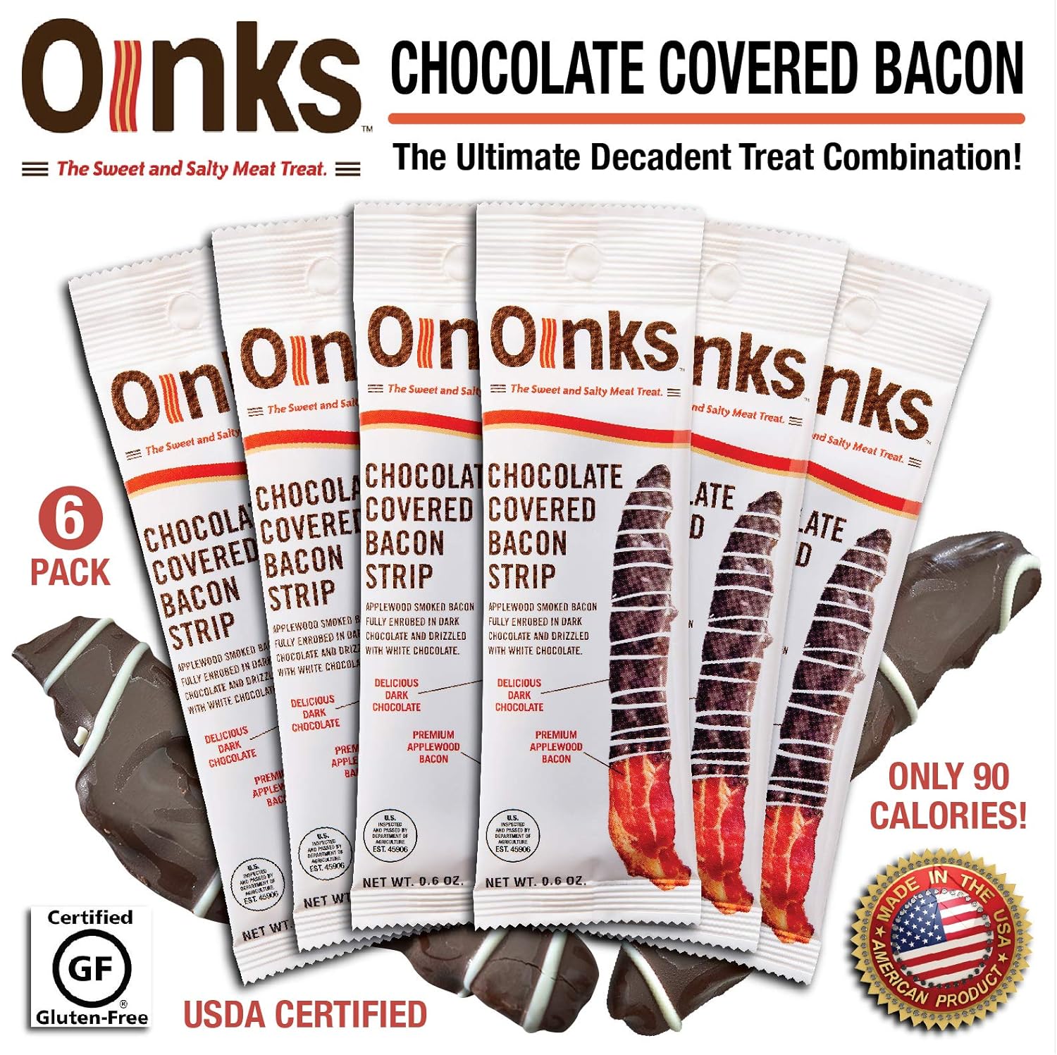 Amazon.com : Oinks Chocolate Covered Bacon (Original) : Grocery ...