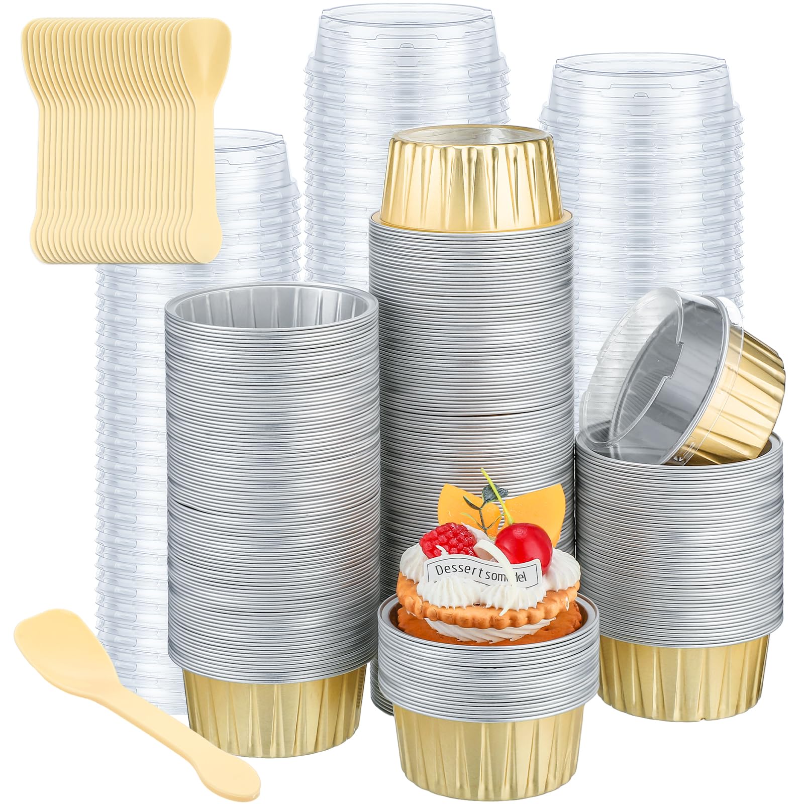 Amazon.com: Hushee 600pcs Aluminum Baking Cups with Lids and Spoons 5oz ...