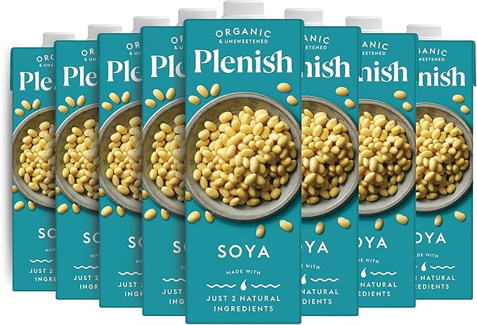 Plenish Soya Milk Drink| 8 x 1 Litre | Vegan, Organic, Unsweetened ...