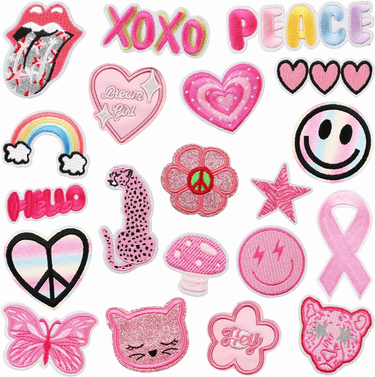 Amazon.com: Pink Embroidered Preppy Iron-on Patches, Sew on Applique ...