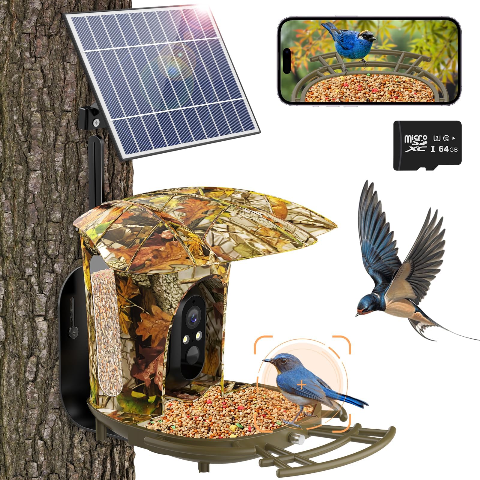 Homlab 1080P HD Smart Bird Feeder Camera with Solar Panel, 11000+ AI ...