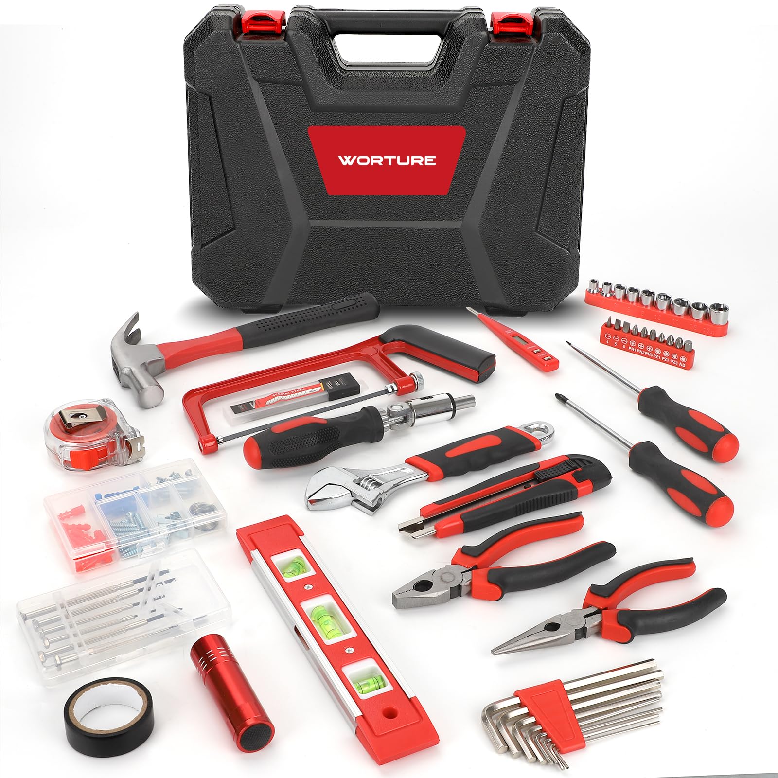 Amazon.com : Worture 110 Pieces Hand Tool Kit for Daily Repairing ...