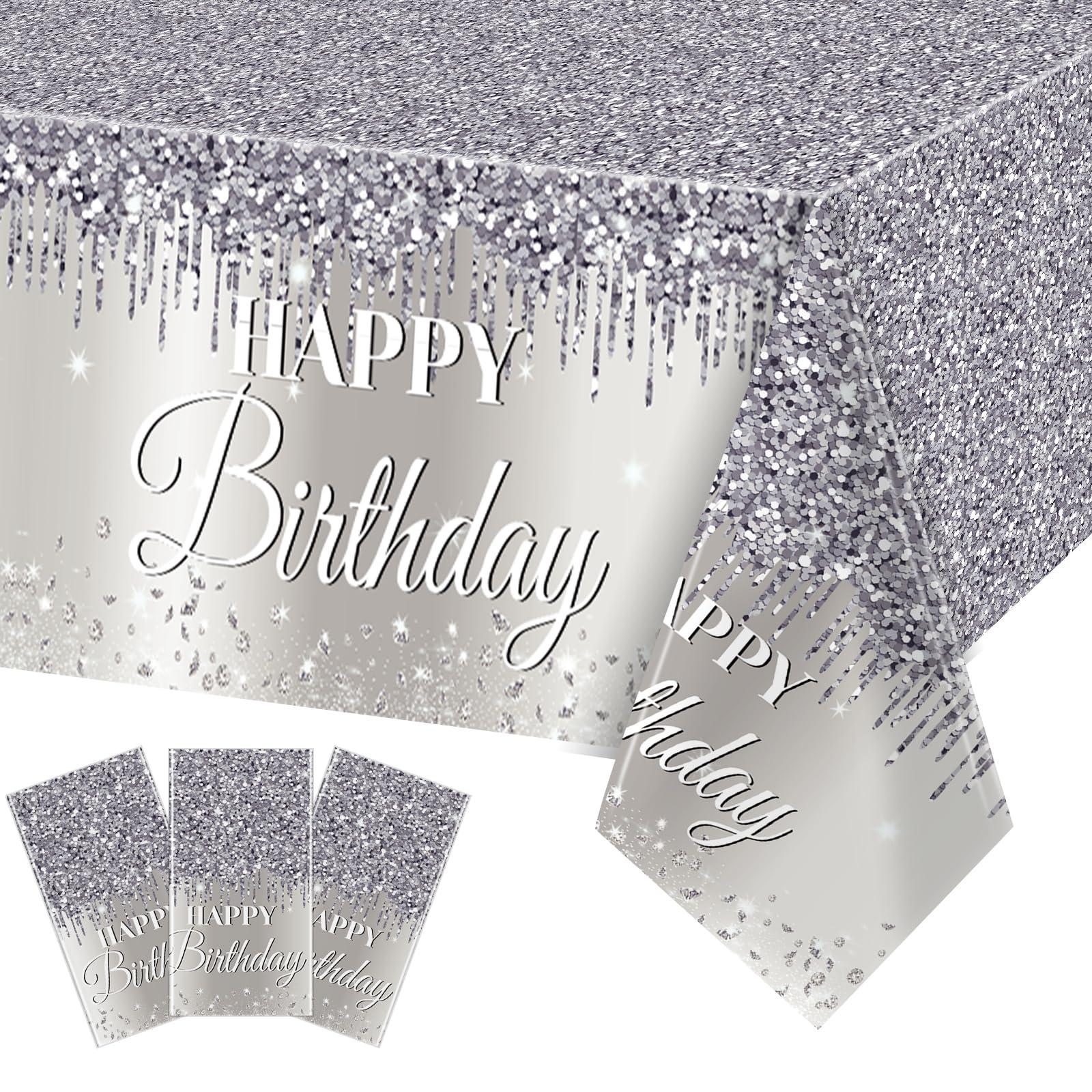 Snapklik.com : Silver Happy Birthday Party Decorations Silver Theme ...