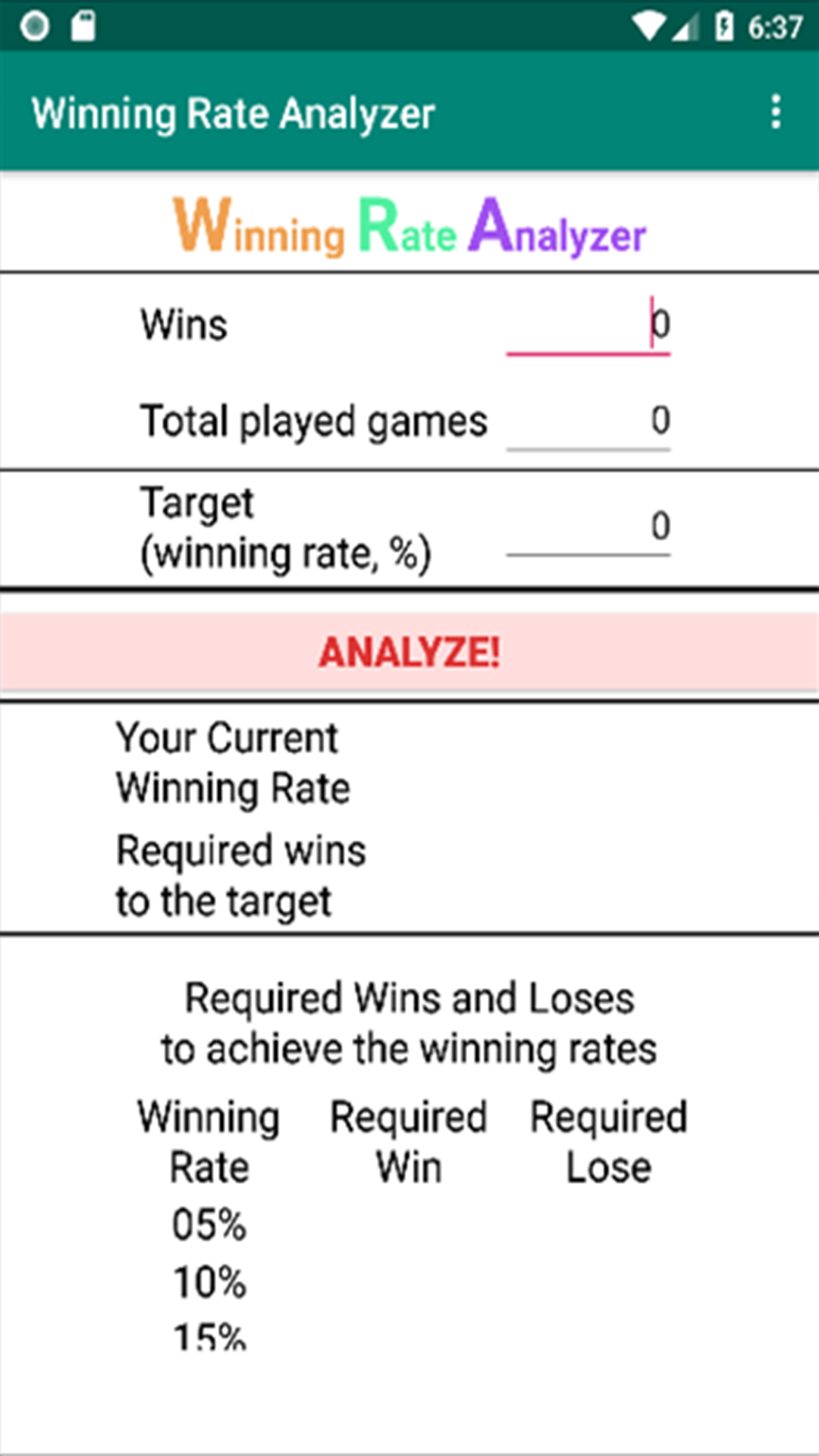 Winning Rate Analyzer - App on Amazon Appstore