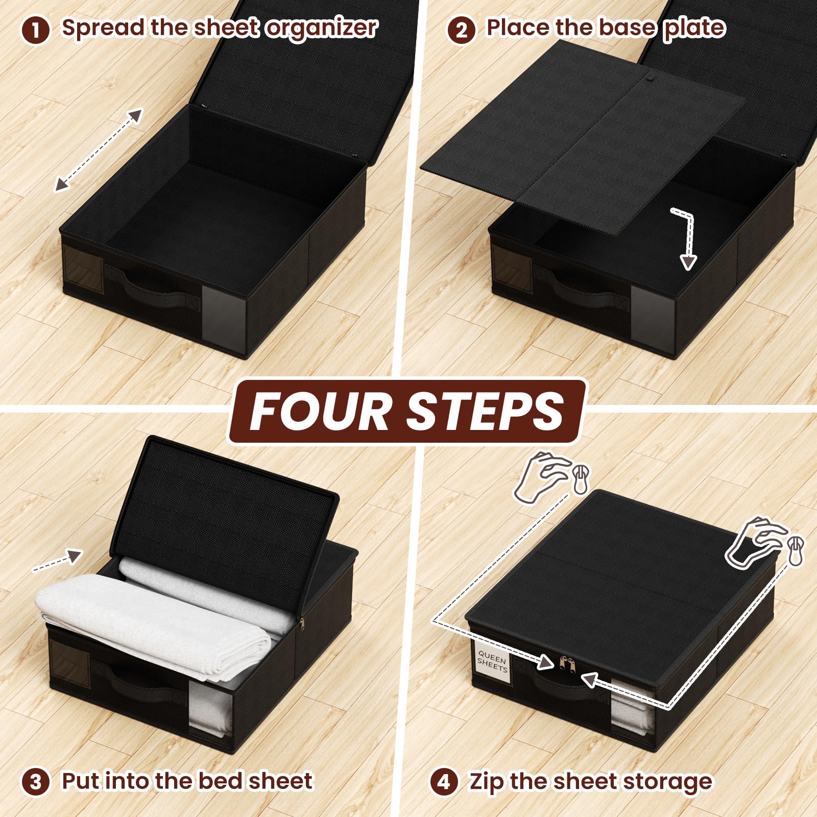 Snapklik.com : PHINOX Bed Sheet Organizers And Storage, 4-Pack Sheet ...