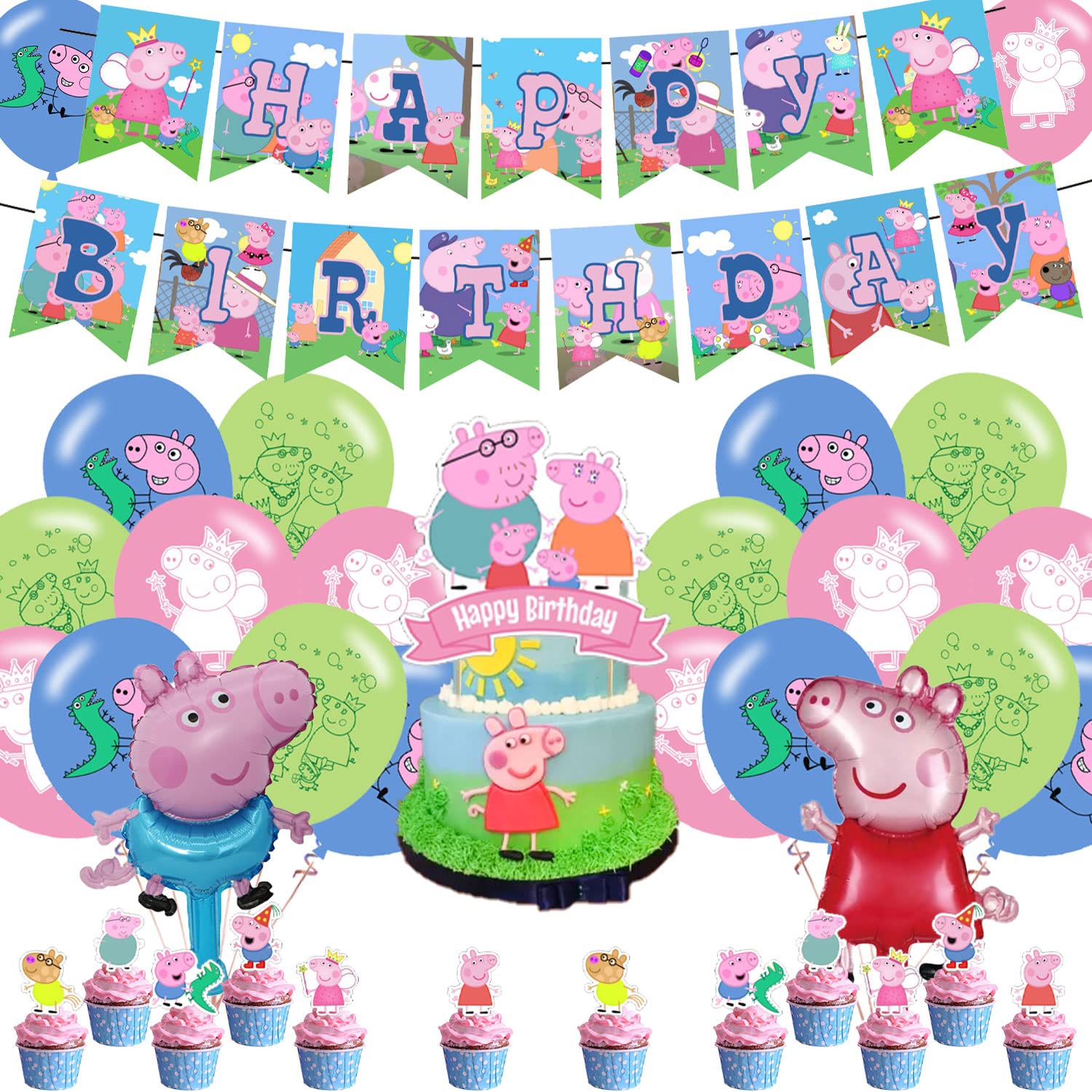 Buy Pink Pig Party Supplies,Birthday Party Decorations for Pink Pig for ...