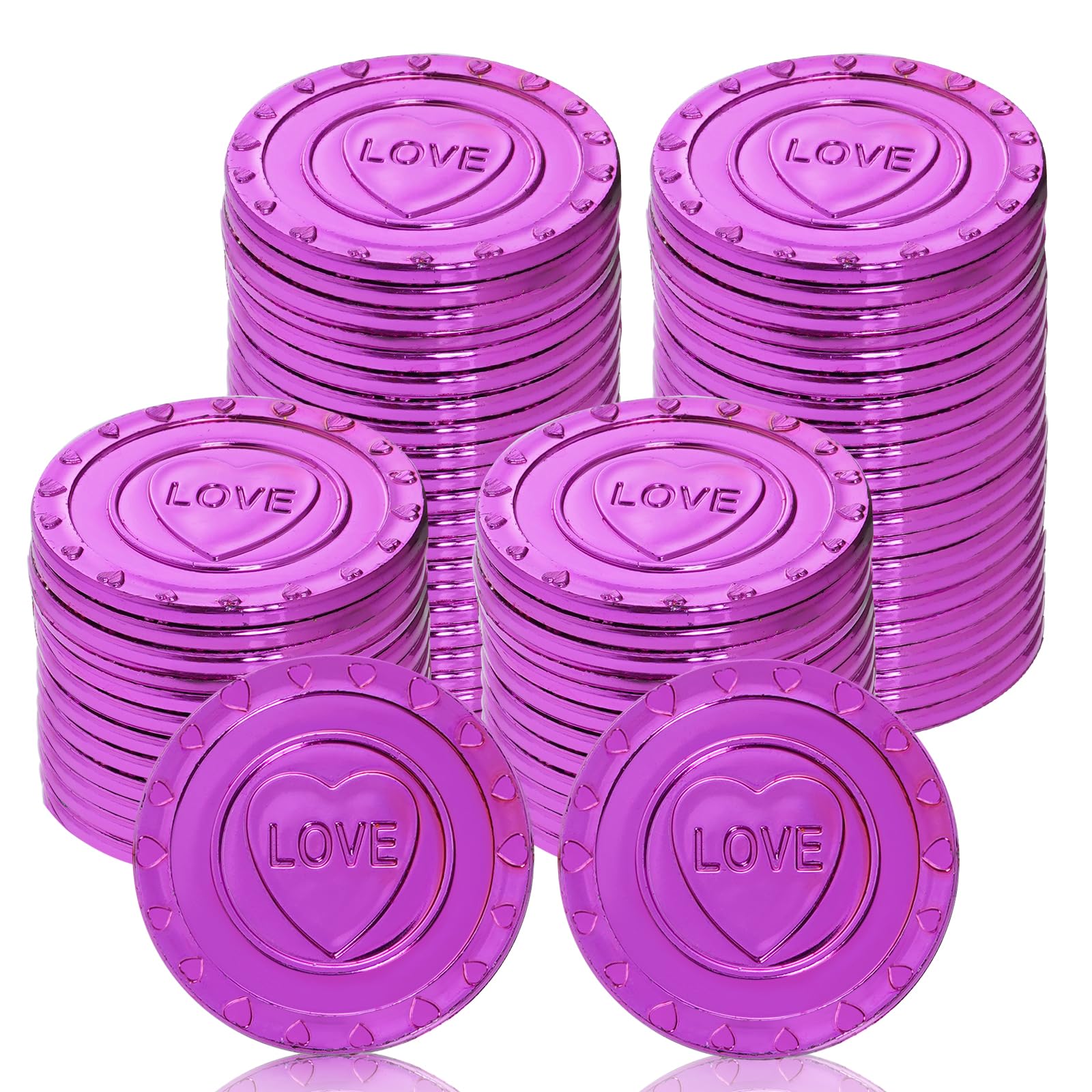 Amazon.com: SUMERSHA 100pcs Fuchsia Valentine's Day Love Coins Plastic ...