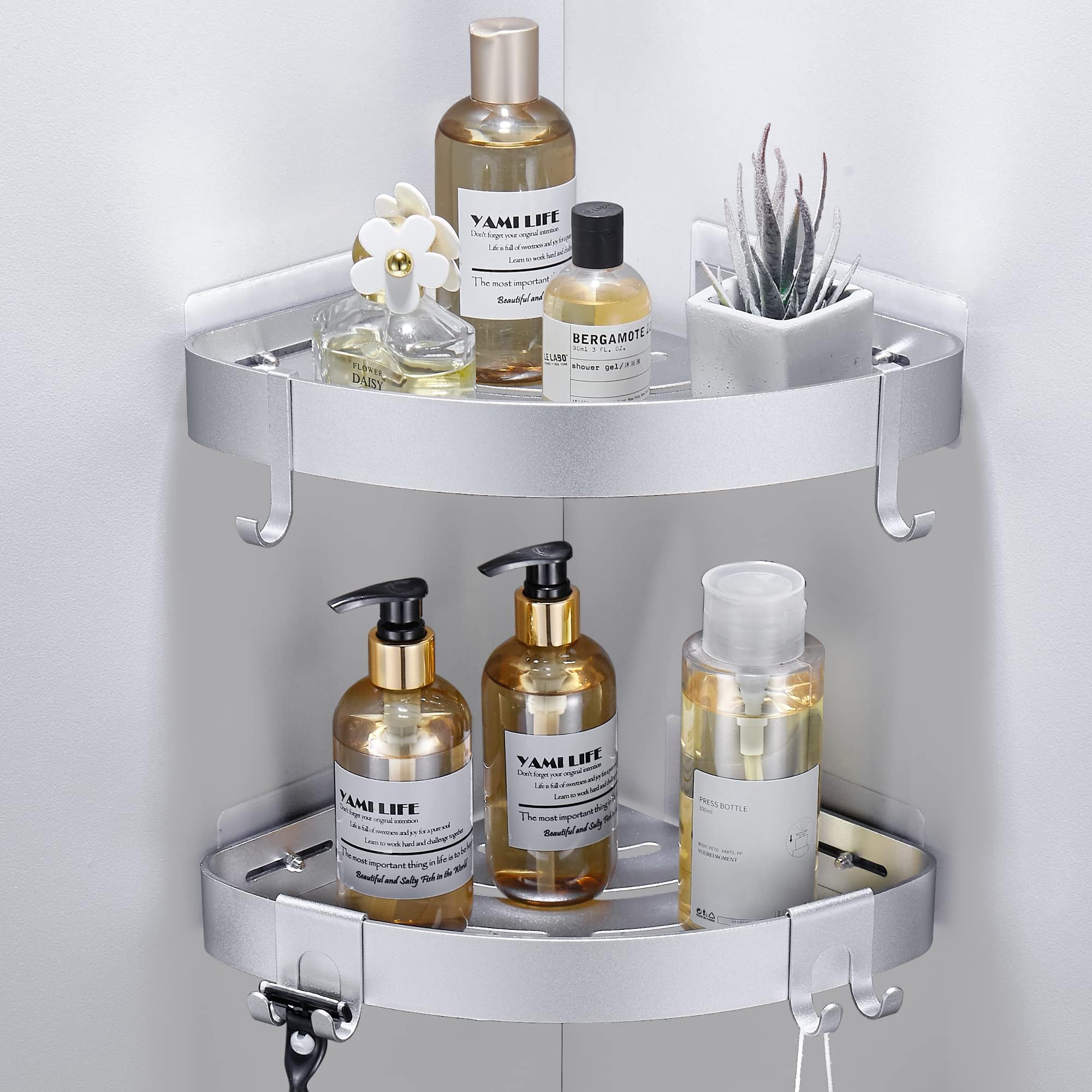 Amazon.com: Hawsam No Drilling Bathroom Corner Shelves, Aluminum 2 Tier ...