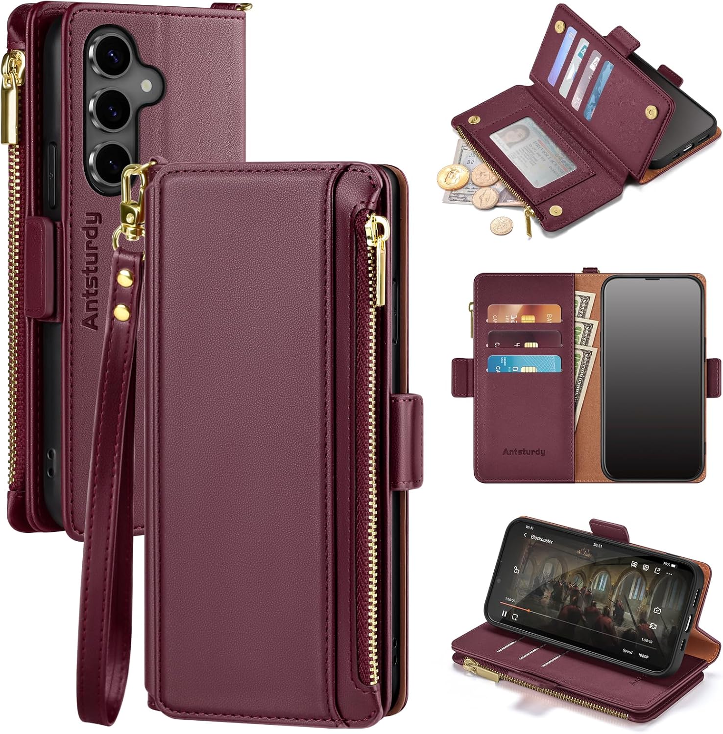 Amazon.com: Antsturdy Compatible with Samsung Galaxy S24 FE 5G Case Wallet with Card Holder ...