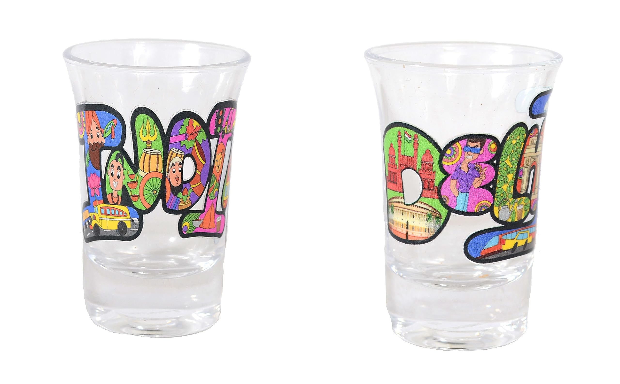 Buy Skywalk Souvenir Delhi India Shot Glasses Set of 2, Multicolour, 30 ...