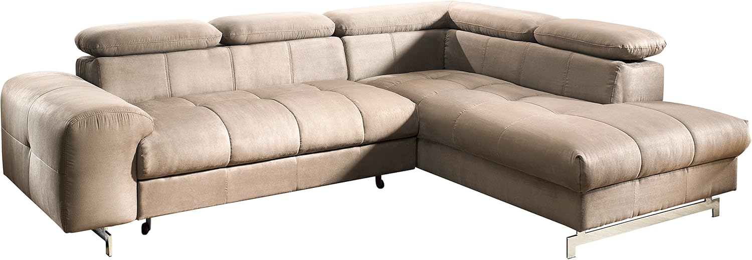 Mivano Ecksofa Chef / L-Sofa mit Ottomane und verstellbaren Kopfstützen ...