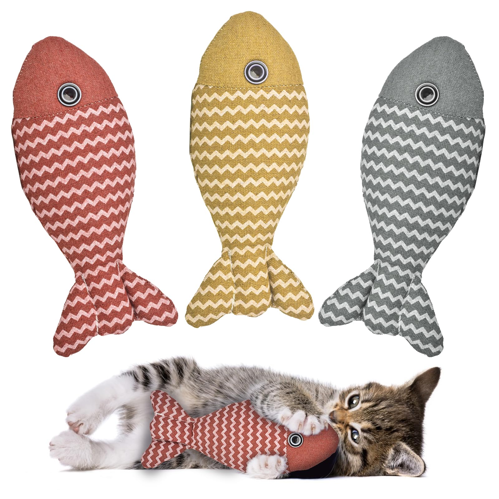 Amazon.com : AccEncyc 3Pcs Cat Toys Fish Catnip Toys Interactive Cat ...