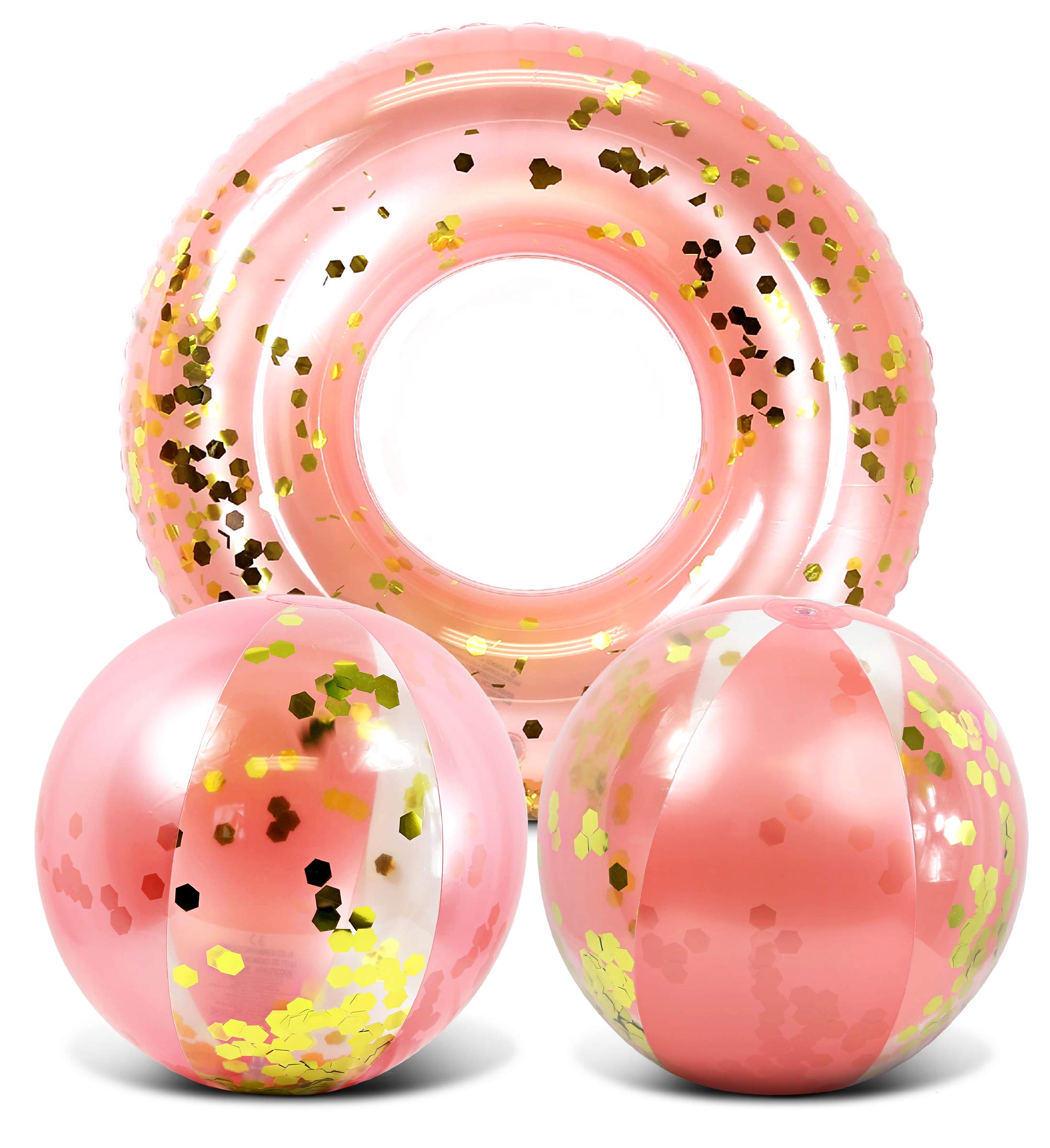 Snapklik.com : Mozlly Rose Gold Inflatable Beach Balls And Pool Float ...