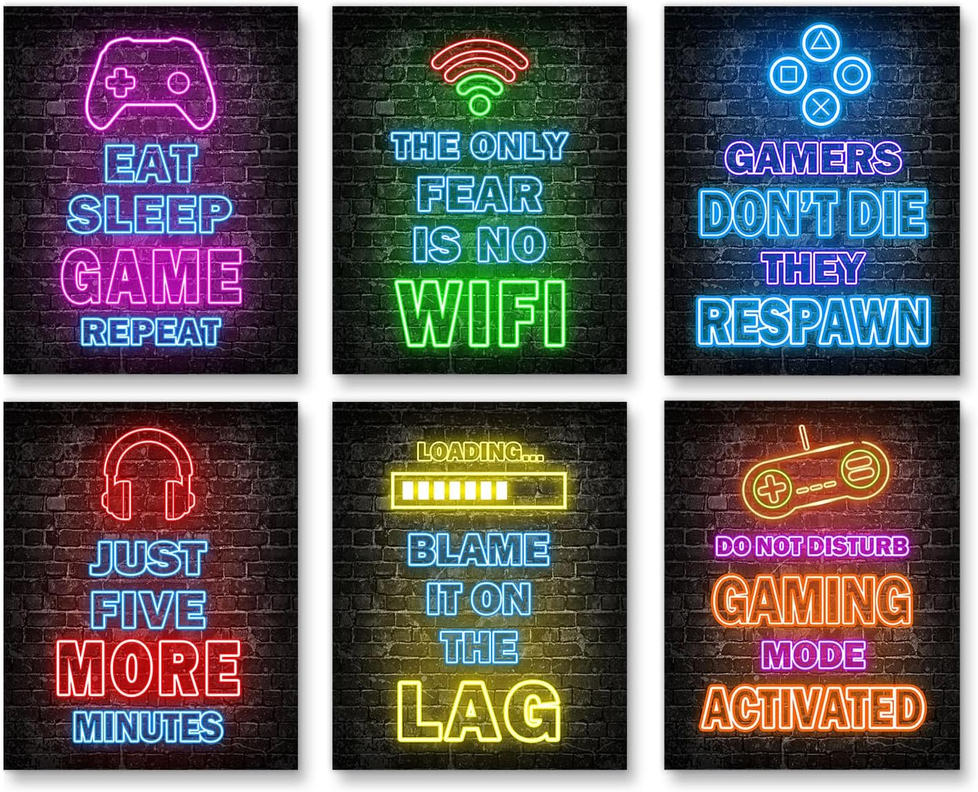 Amazon.com: Undergo Printed Neon Gaming Posters Set of 6 (8”X 10 ...