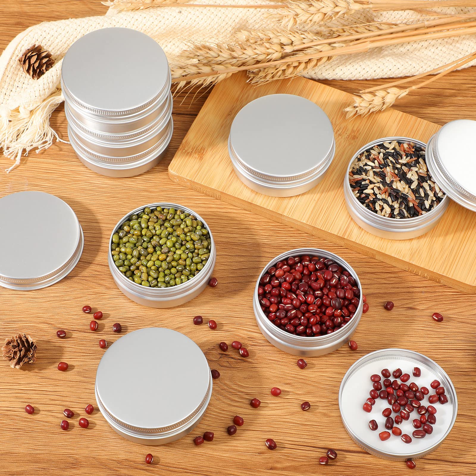 64 Pieces Screw Top Round Tin Cans Aluminum Tin Jar with Screw Lid, Lip ...