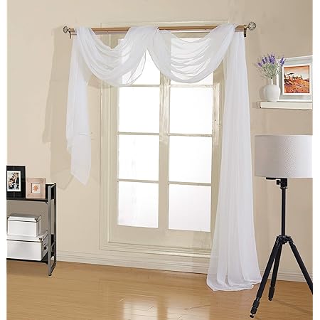 Amazon.com: Decotex 1 Piece Hotel Quality Pure White Sheer Voile Window ...