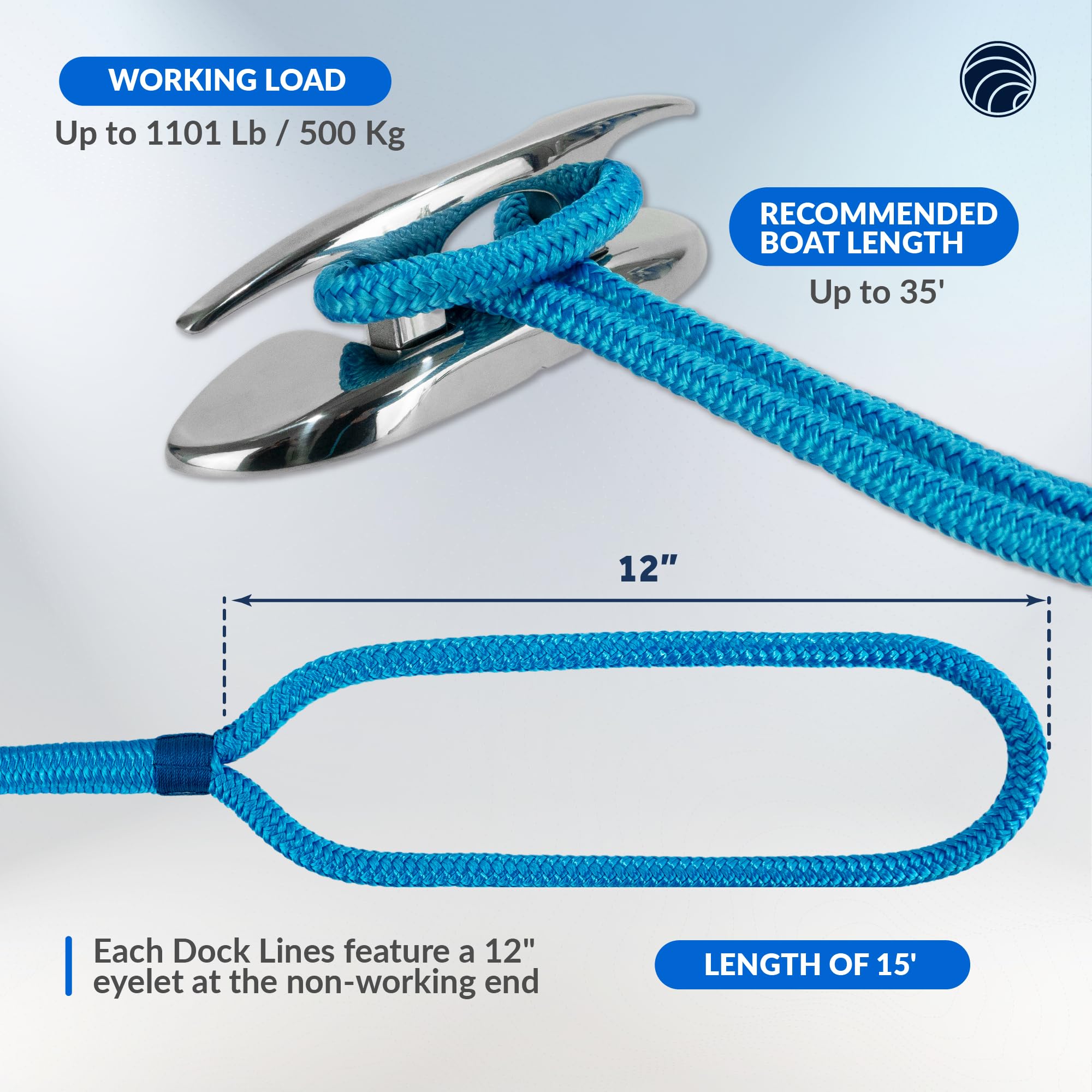 Snapklik.com : Five Oceans 4-Pack 1/2 X 20 Boat Dock Lines