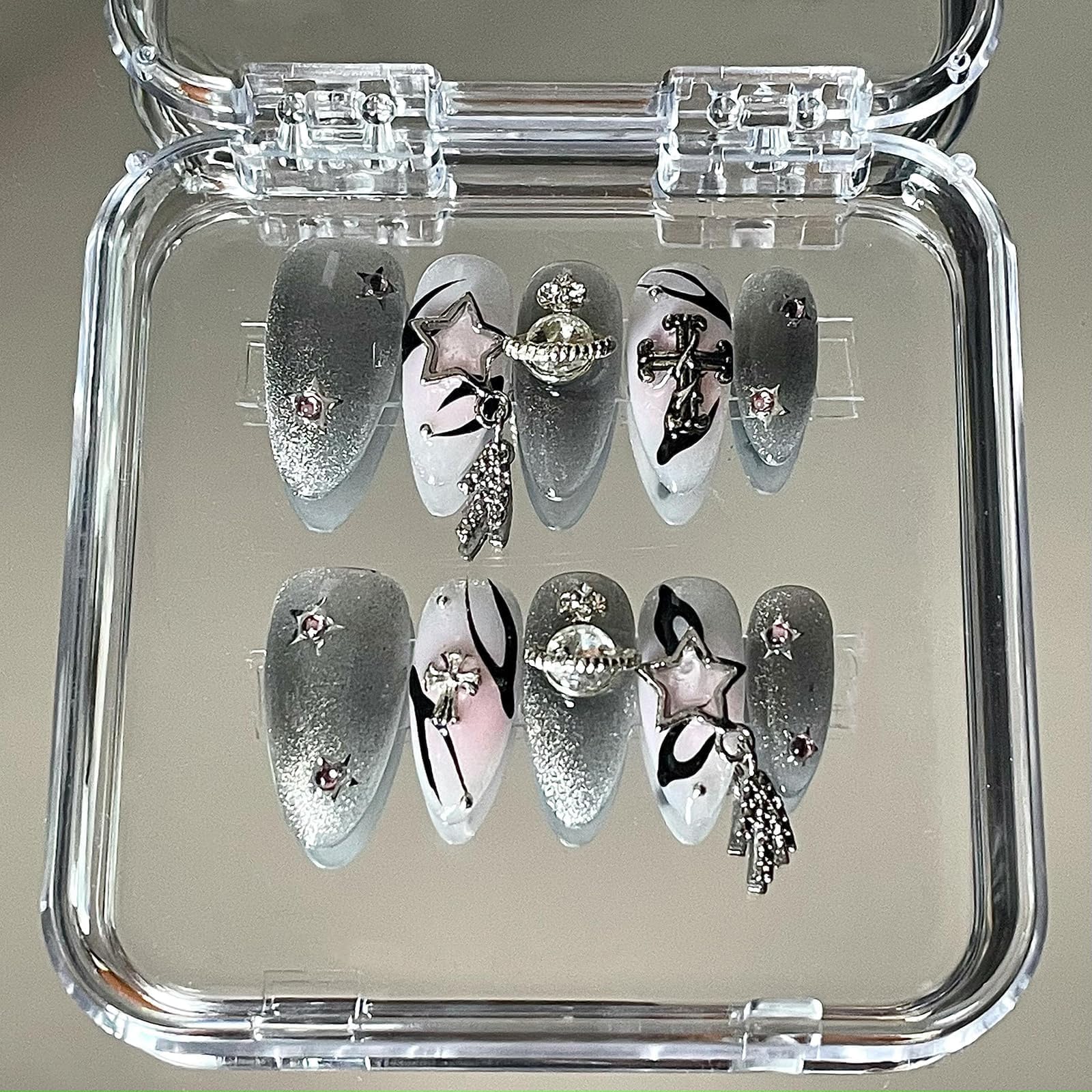 Amazon.com: Wsliana Nails Handmade Press On Nails - Y2K 3D Embossed ...