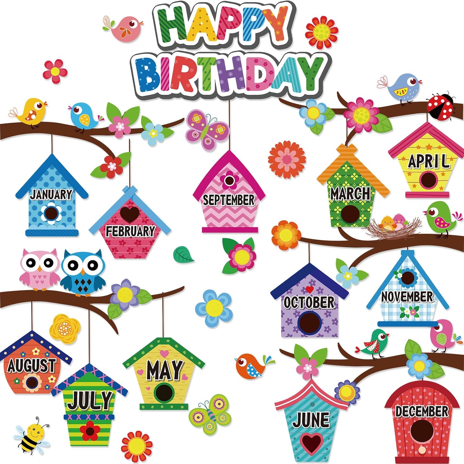 Amazon.com : Chivertion 48 Pcs Birthday Classroom Bulletin Board Set ...
