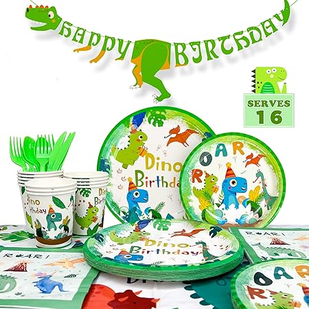 Amazon.com: HAPYCITY 164 Pieces Dinosaur Party Supplies Set Serves 16 ...