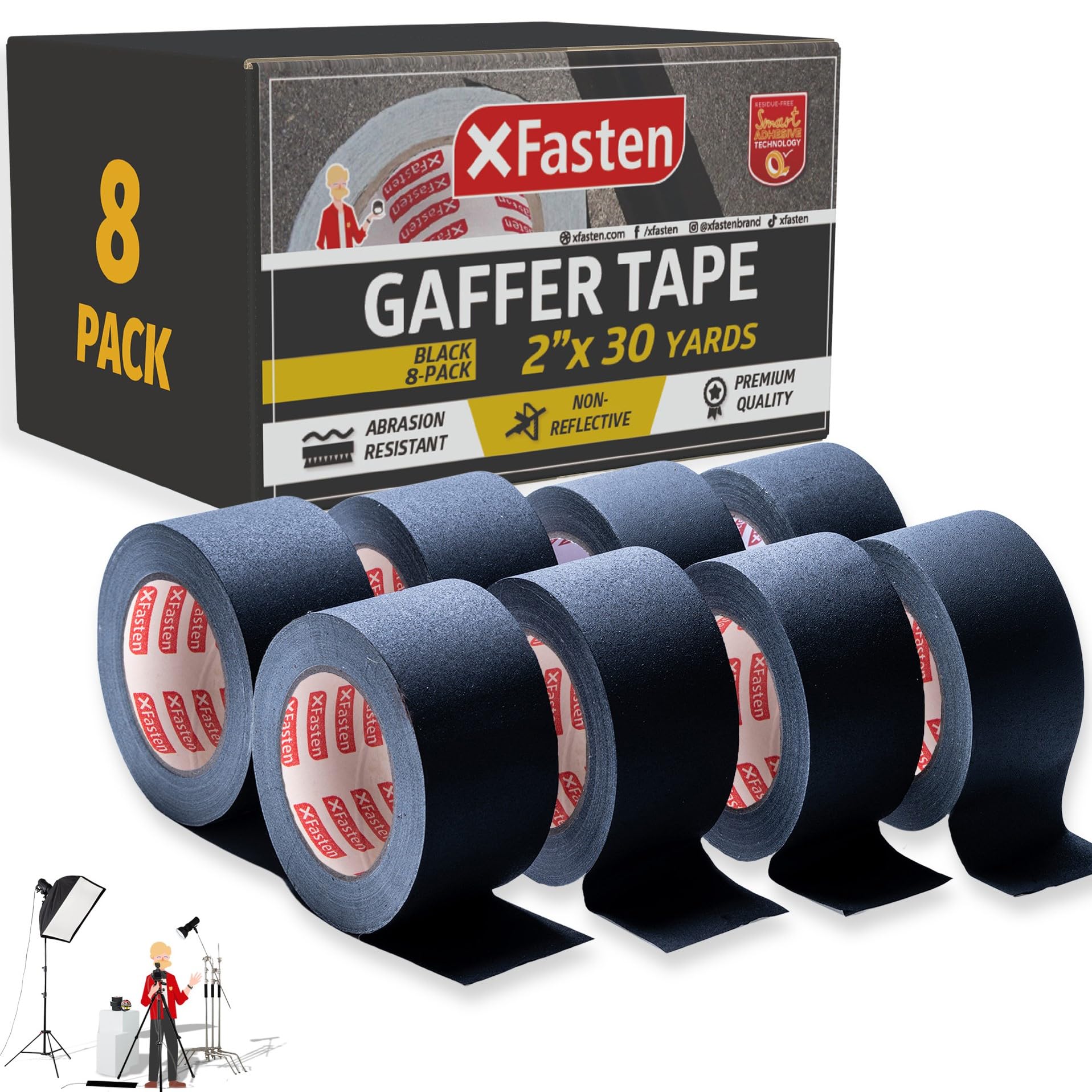 Snapklik.com : XFasten Black Gaffers Tape 2 Inch X 30 Yards, Residue ...