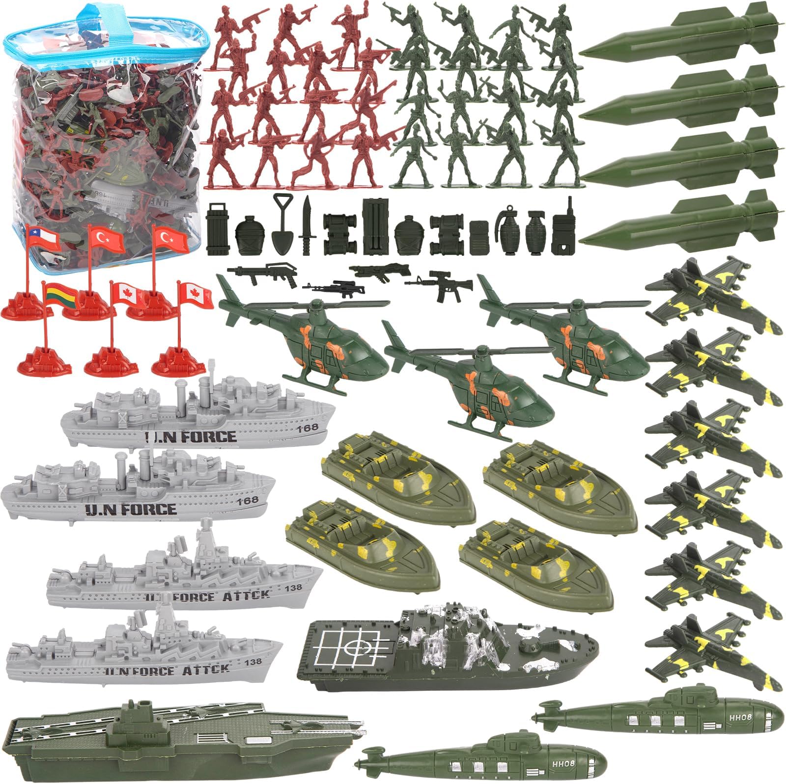 3 otters 360PCS Army Men Military Set, Army Men Toy Soldiers Plastic ...