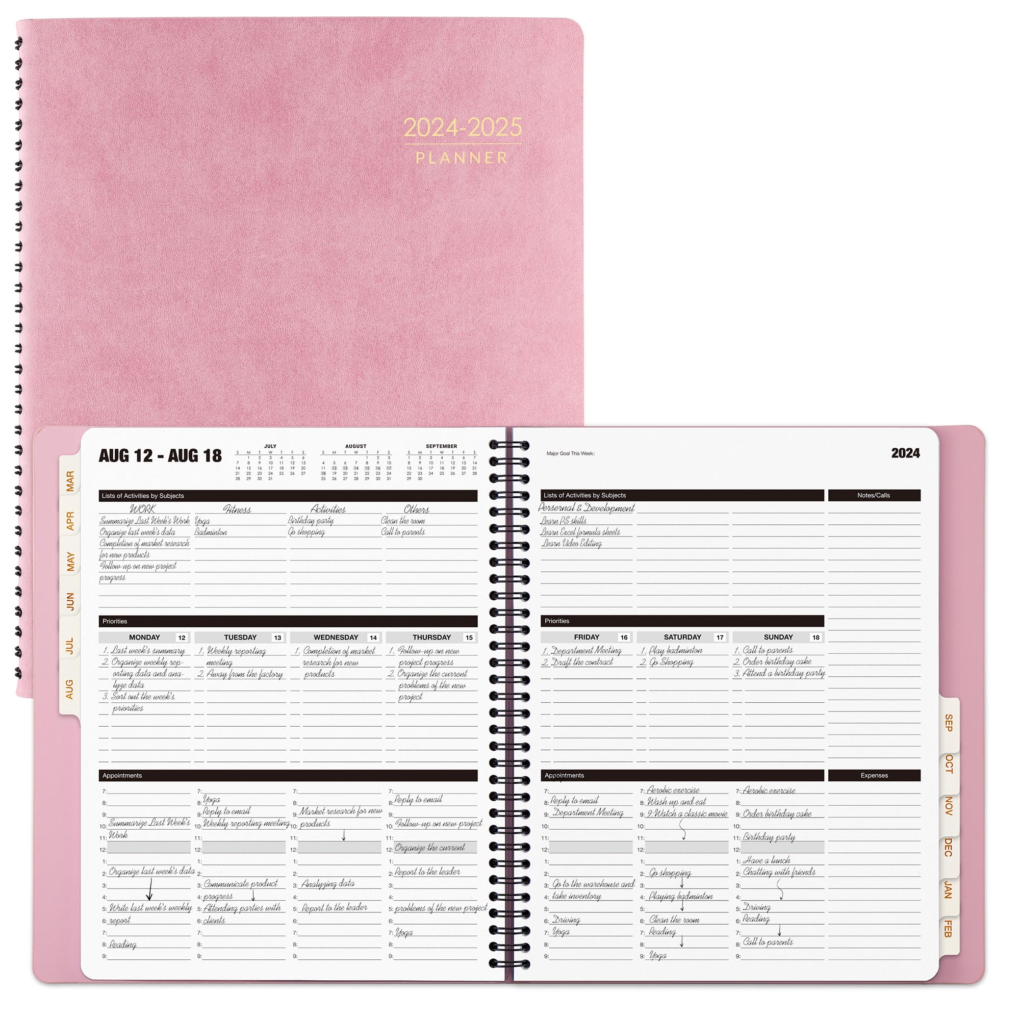 Snapklik.com : Nekmit Planner 2024-2025, 3-Tier Structure 12 Month Planner, 85x11, MAR 2024