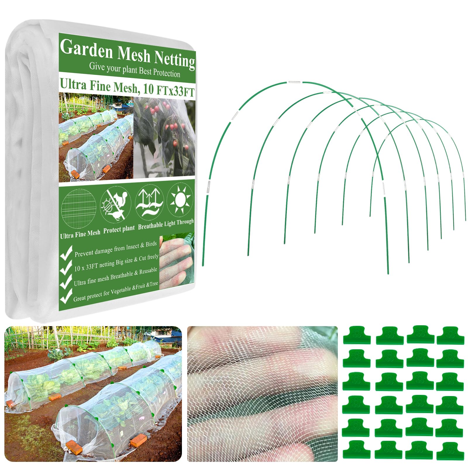 Amazon.com : WYRJXYB Garden Mesh Netting Kit,10 x 33FT Ultra Fine ...