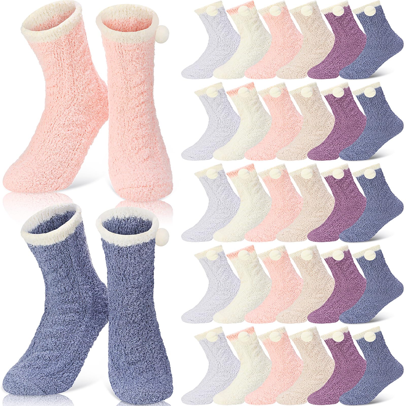 Amazon.com: ramede 60 Pairs Cute Fuzzy Socks Winter Sleep Soft Socks ...