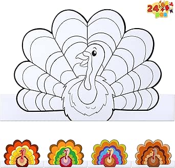Amazon.com: JOYIN 24 Pcs Thanksgiving Coloring Headbands, Thanksgiving ...
