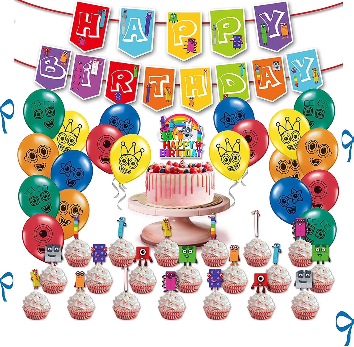 Numberblocks Title Latex Balloon Pull Flag Set Party Decorations ...