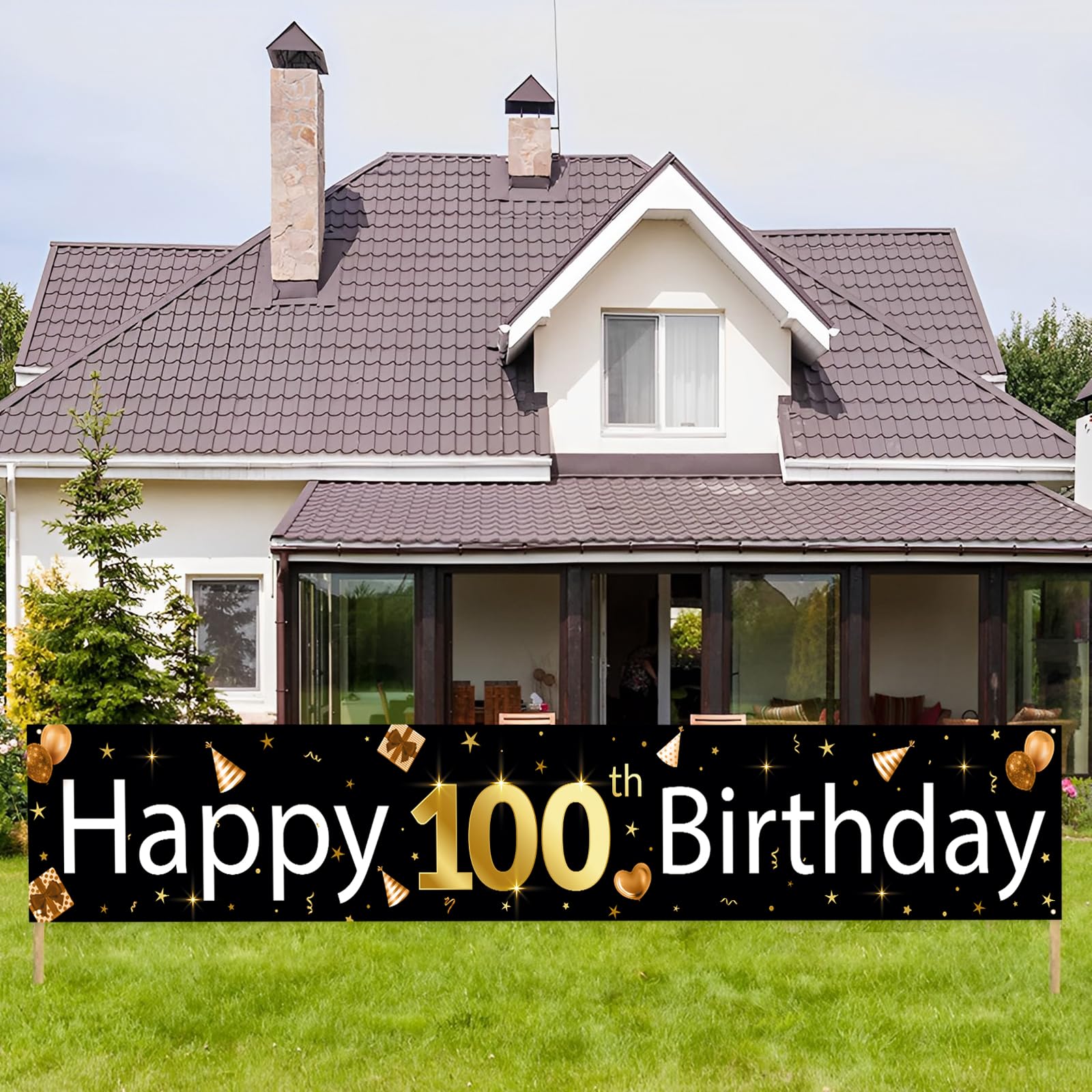 Amazon.com: Kimini-Ki Large Happy 100th Birthday Banner, 100th Birthday ...