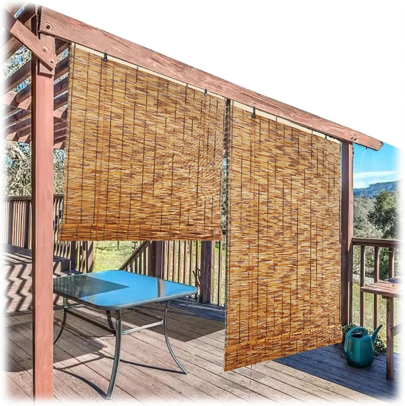 Amazon.com: VSOYRA Bamboo Shades Outdoor for Light Blocking/Sun ...