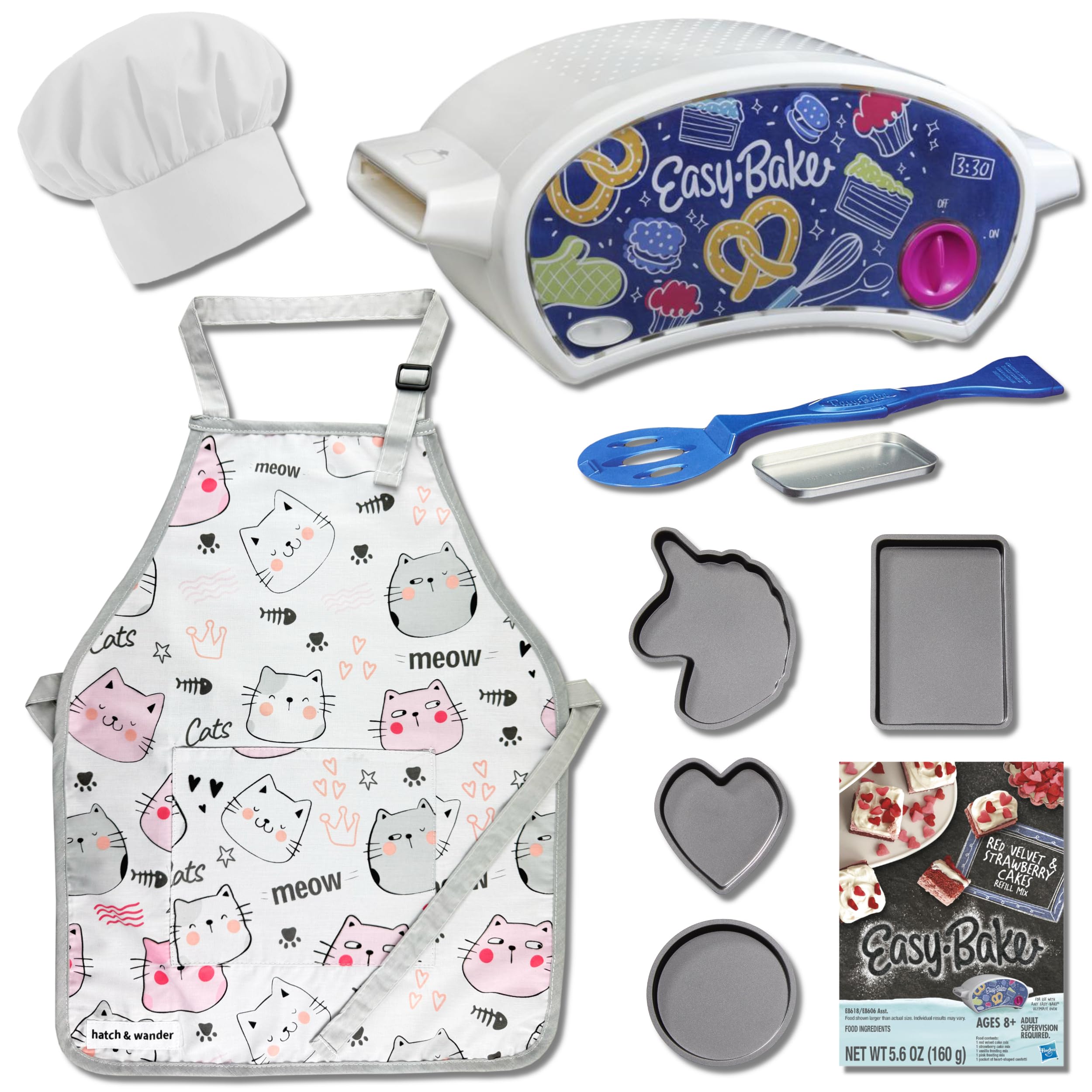 Amazon.com: Easy Bake Oven Bundle | Kids Apron & Chef Hat | Girl Apron - Choose From 3 Designs ...