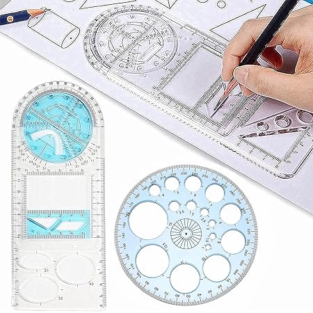 Multifunctional Geometric Ruler Circle Drawing Tool Set, 2PCS ...