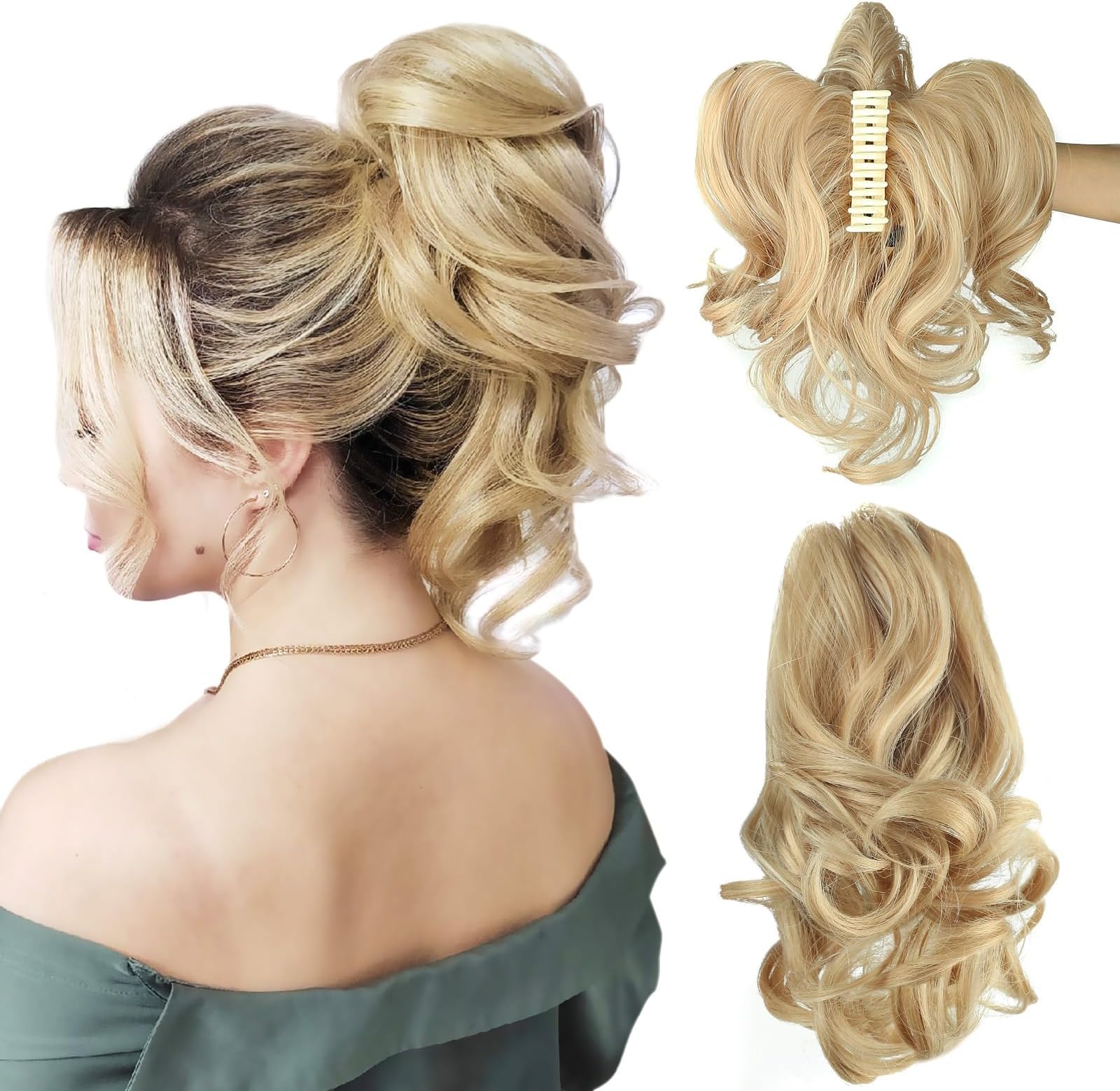 Amazon.com : SHMYAB Claw Clip Ponytail Extension, Bendable Metals Clip ...