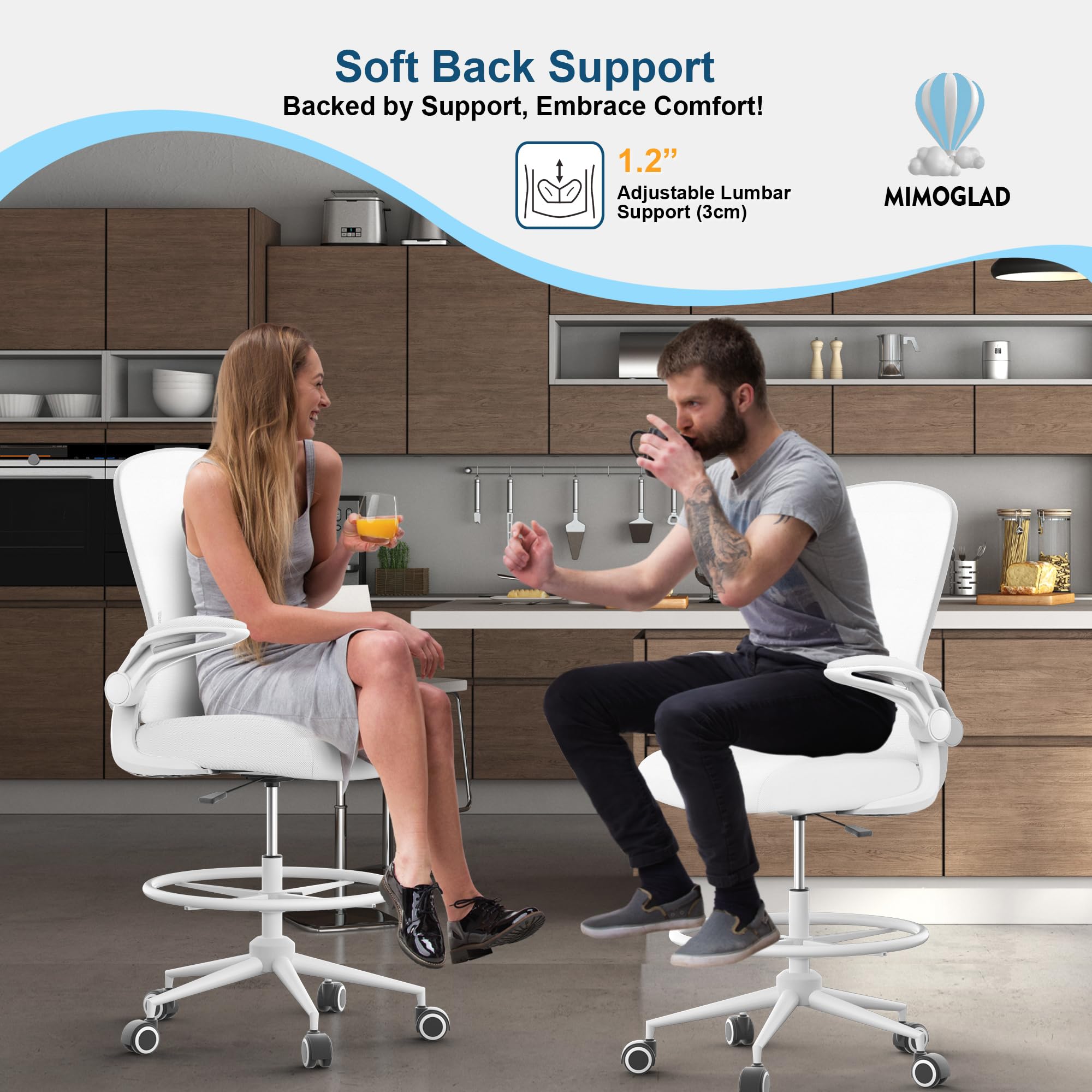 Snapklik.com : Drafting Chair, Modern Office Chair