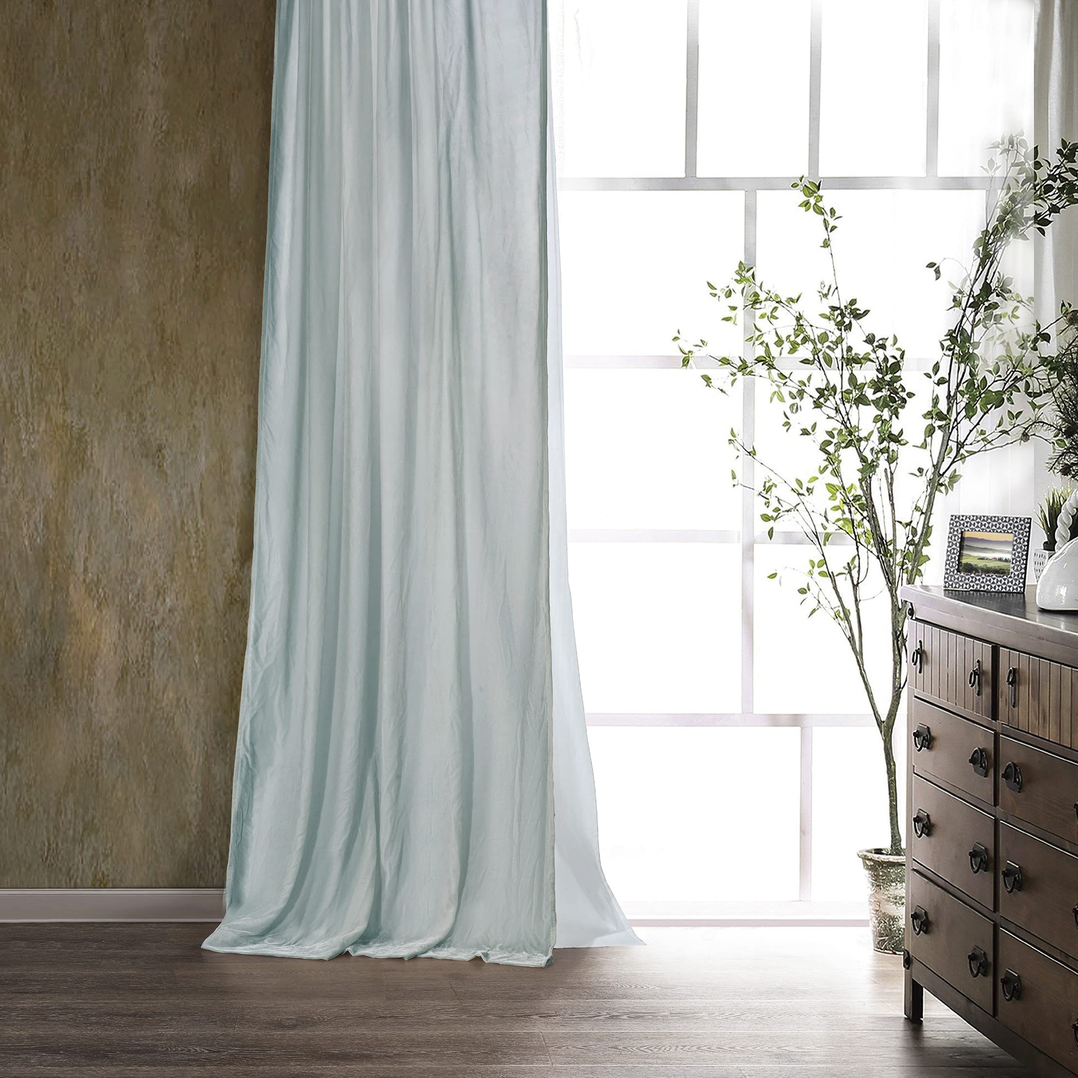 Charming Blue Silk Long Drapery Ideas