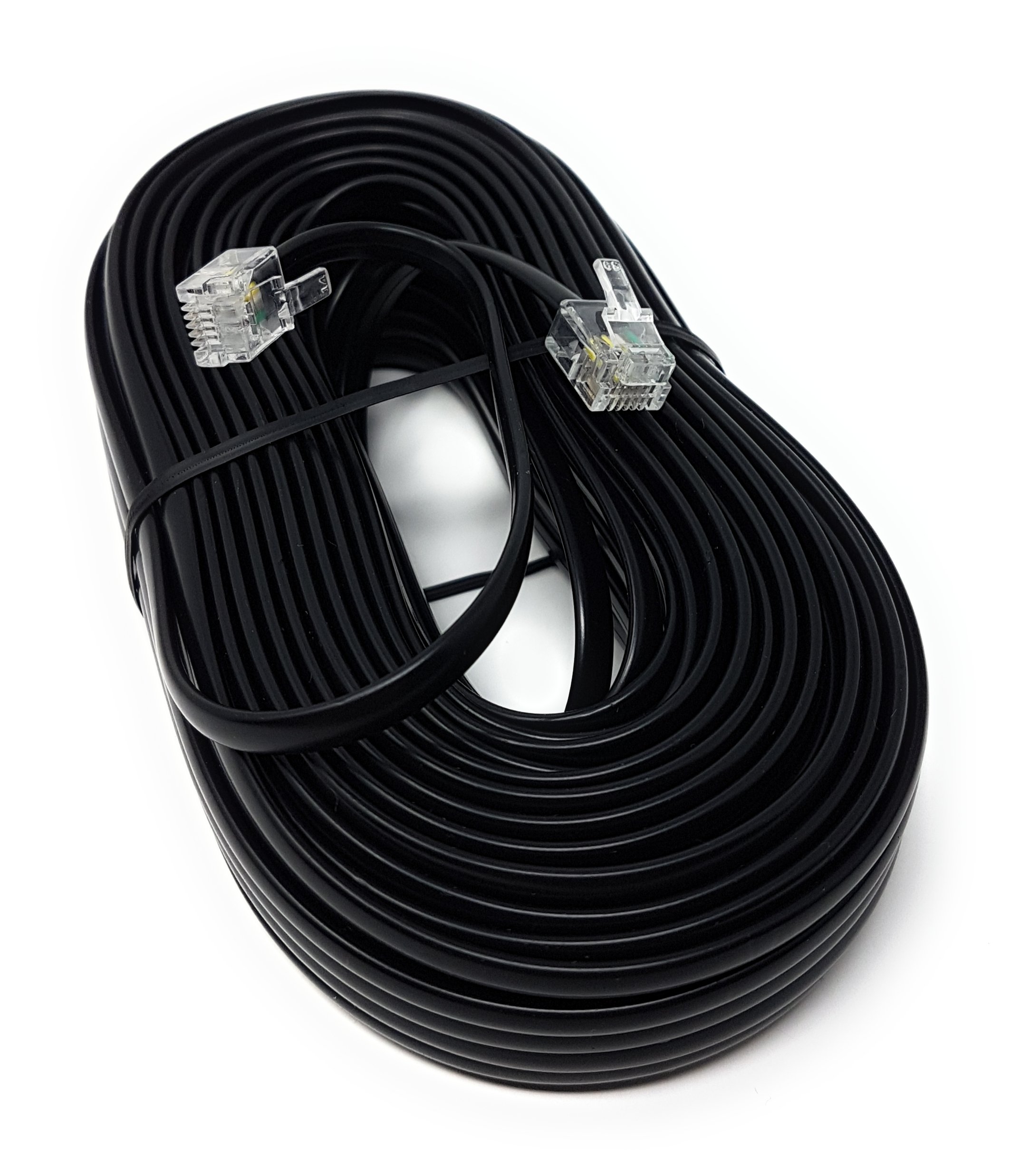 MainCore 20m Long Black FLAT ADSL High Speed Broadband Modem Cable RJ11 ...