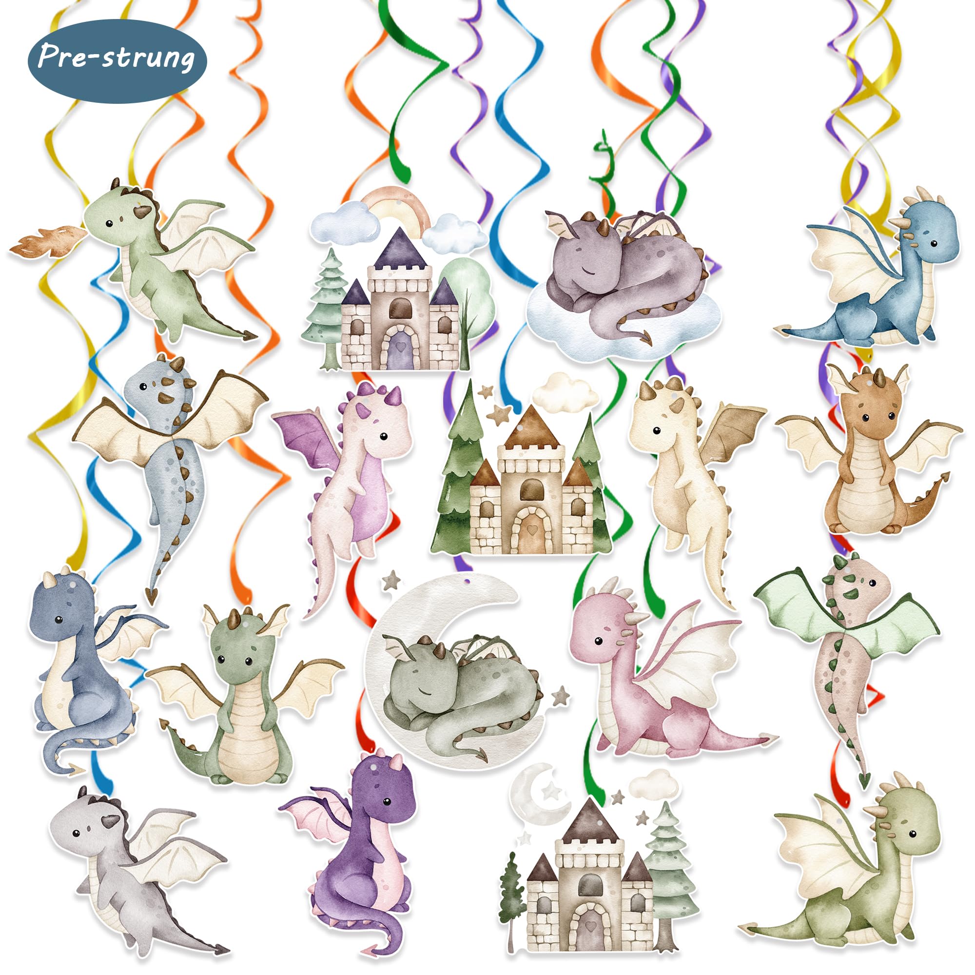 Amazon.com: Dragon Hanging Swirls Ceiling Decor - NO DIY | 24 Pieces ...