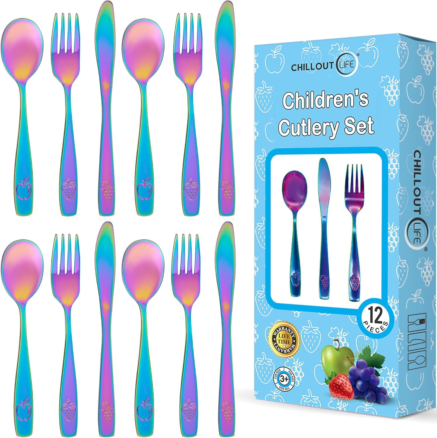 12 Piece Stainless Steel Kids Silverware Set - Child and Toddler Safe ...
