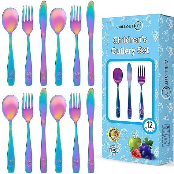 Amazon.com: 12 Piece Stainless Steel Kids Silverware Set - Child and ...