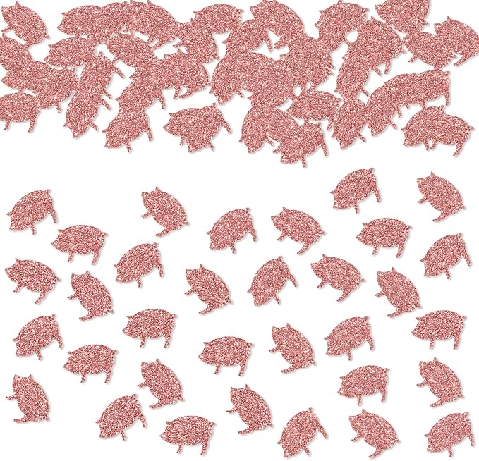 Amazon.com: Set of 100 Pig Confetti, Rose Gold Glitter Pig Paper ...