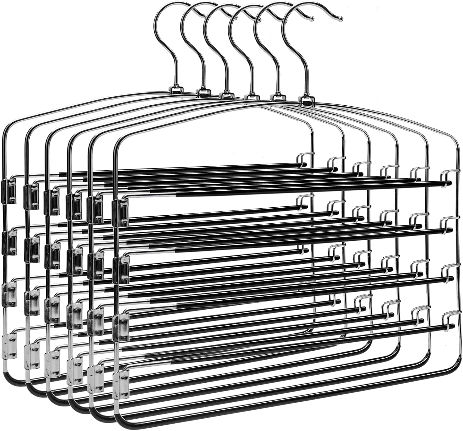 Amazon.com: Multi-Layer Metal Pants Hangers, 6 Pack, 5 Swing Arms, Non ...