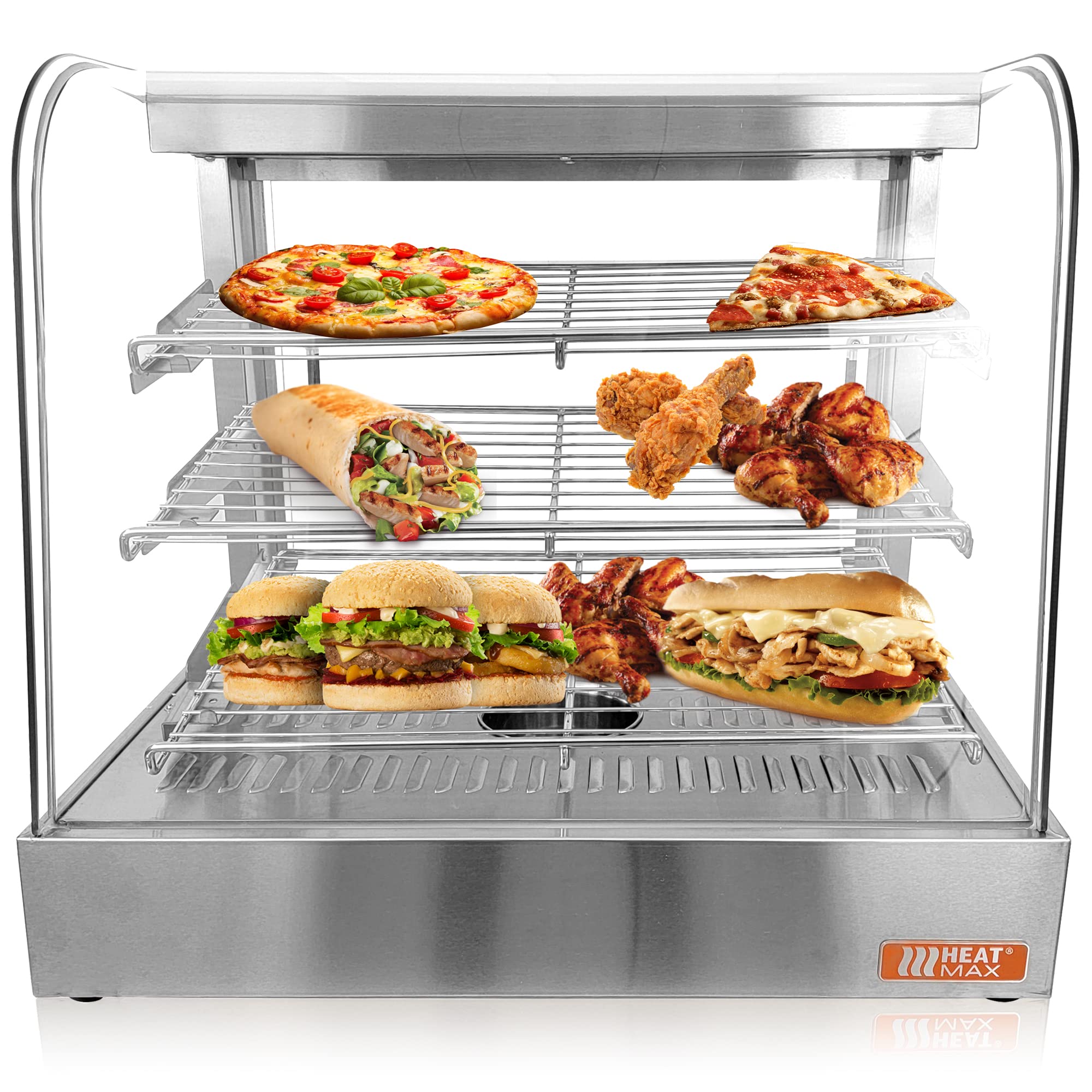 HeatMax 251823 Commercial Electric Stainless & Curved Glass Food Warmer ...