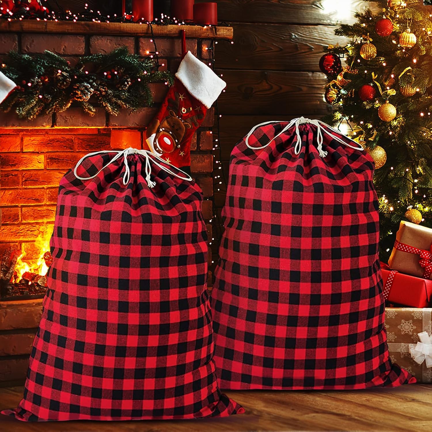 Amazon.com: 31.5''x 23.6''Jumbo Christmas Drawstring Gift Bags, 2 PCS ...