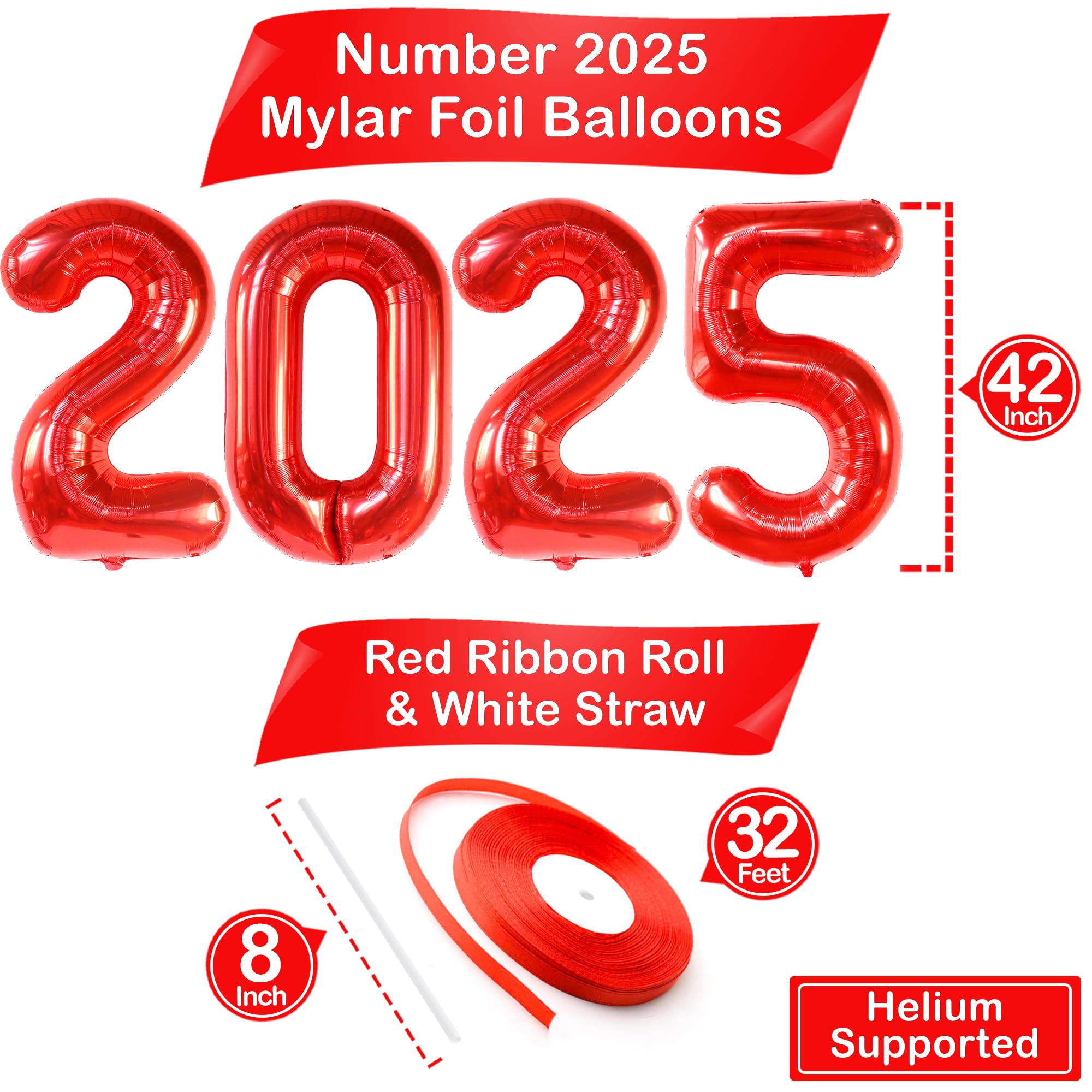 Snapklik.com : Giant Red 2025 Balloon Numbers - 42 Inch, Graduation ...