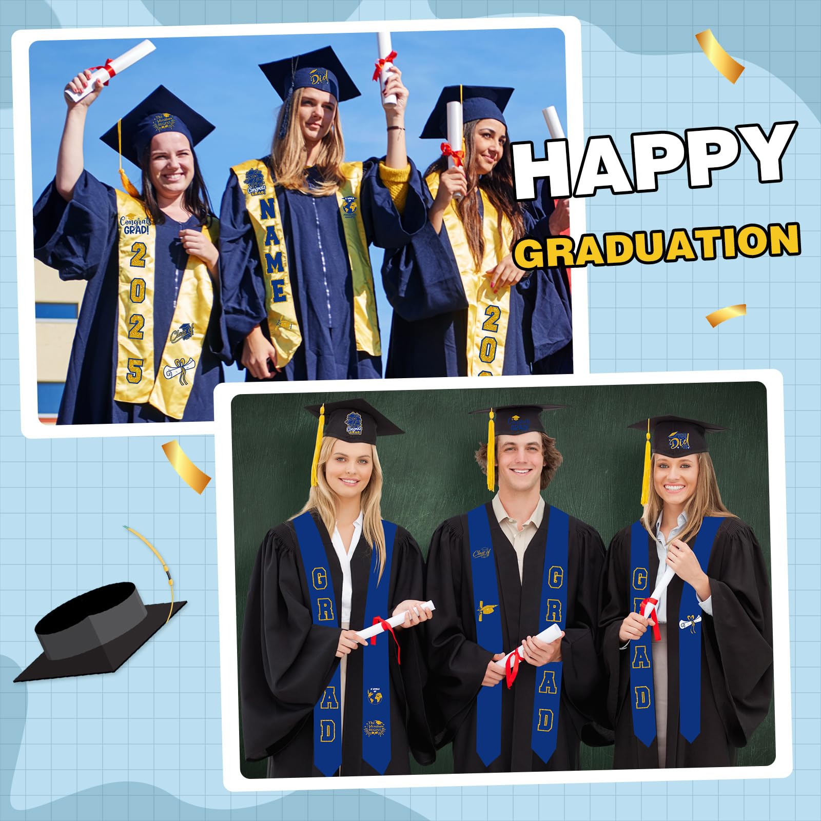 Snapklik.com : Glenmal 11 Sheets 2025 Graduation Iron On Stickers